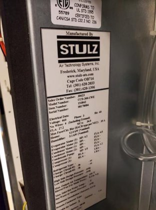 Stulz 30KW 8 1/2 Ton Chilled Water CRAC Computer Room AC 460v 2008 in ...