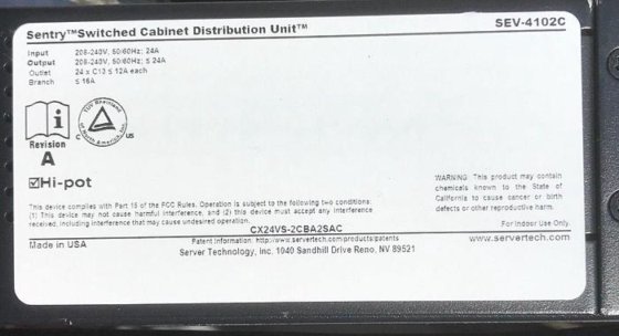 ServerTech Sentry PDU SEV-4102C 30A SWITCHED Expansion Unit 208-240v L6 ...