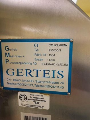 Gerteis 3W Polygran Roller Compactor SS in Racine, WI, USA