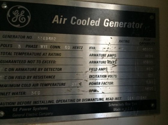 32350 kw GE Frame 6B gas turbine generator set, gas, DLN1, 13800 v/3 ...