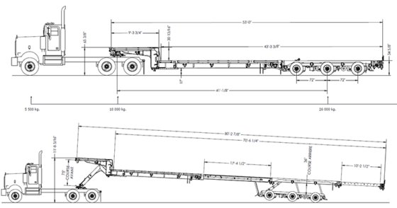 Fericar Expandable semi-trailer “Trombone” in Chambord, Quebec, Canada