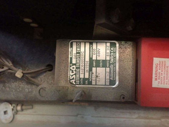 Asco Control Panel Enclosure with Transfer Switch in Spartanburg, SC, USA