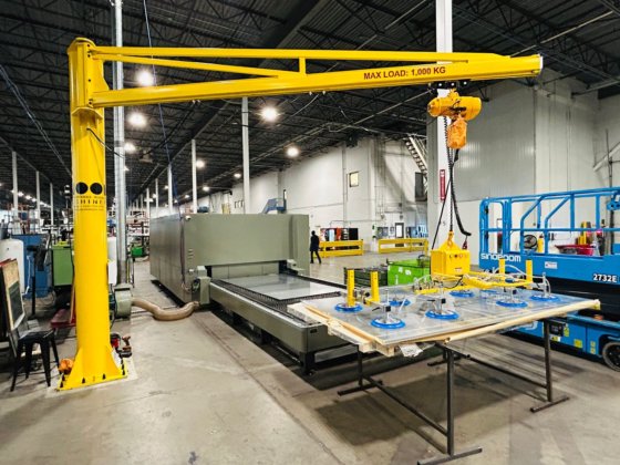 Jig Crane for Laser Cutting Table in Toronto, Ontario, Canada