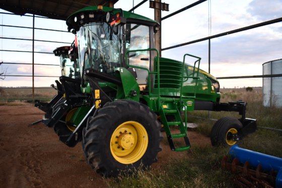 John Deere W170 windrower in Wirrinya, Australia