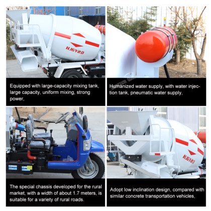 Hengwang HJGY-2.0 Small cement mixer truck, three-wheel concrete tank ...