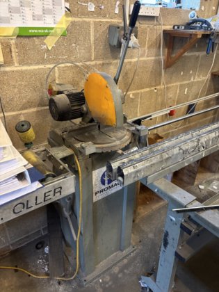 Prosaw Circular Down Cut Saw With Loading Rail Scale & Roller Conveyor ...