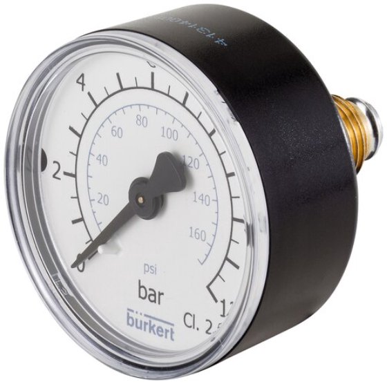 Burkert Type TAU001 - Bourdon tube pressure gauge, back or lower mount ...
