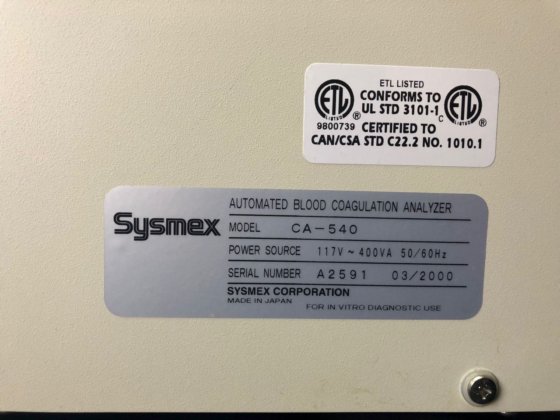 SYSMEX CA- 500 in Temecula, CA, USA