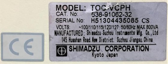 Shimadzu TOC-V CPH Analyzer with ASI-V Autosampler in Montréal-Est ...