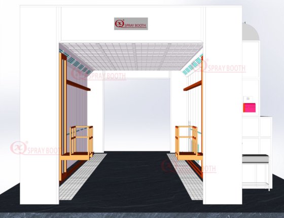 Explosion Proof Bus Paint Booth With 3D Manlift in Guangzhou, Guangdong ...