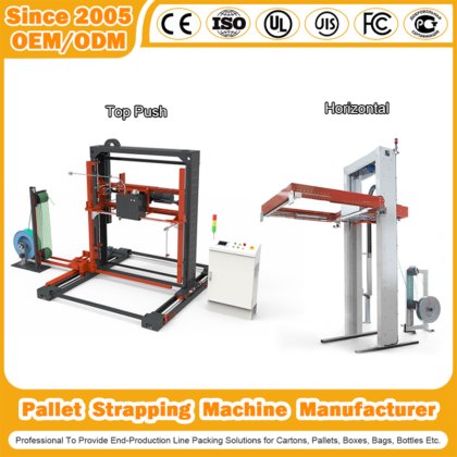 Automatic Top Press Pallet Wrapping Strapping Machine Stretch Packaging ...