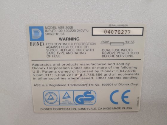 Dionex ASE Accelerated Solvent Extractor Model - ASE 200 E Lab in ...