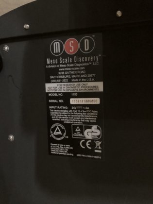 MESO Scale Discovery 1150 Microplate Reader 24VDC in Fleetwood, PA, USA