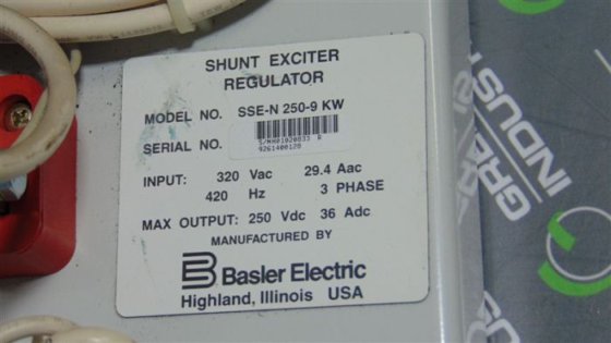 Basler Electric SSE-N 250-9 KW Shunt Exciter Regulator Assembly in ...