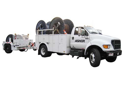 Cable Reel Loader with HOGG DAVIS Cable Pulling Trailer in Los Angeles ...