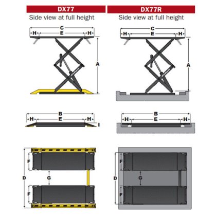 Challenger Lifts DX77 Full-Rise Double Scissor Lift Surface Mount in ...
