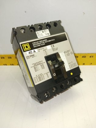SQUARE D 40 AMP CIRCUIT BREAKER 600 VAC / 250 VDC 3 POLE FAL36040 in ...
