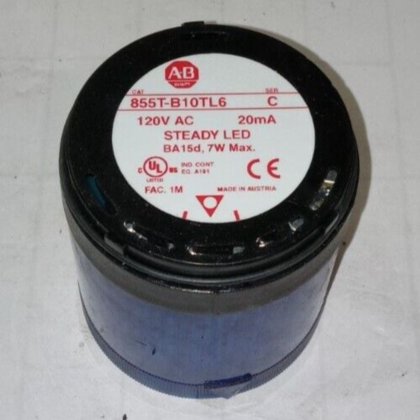ALLEN BRADLEY BLUE STACK LIGHT 120 VAC STEADY LED 7 WATT 20 mA 855T ...