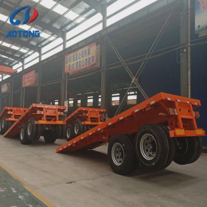 Shipping Container 40FT Flatbed Semi Trailer 3 Axle Flat Deck Bed Truck ...