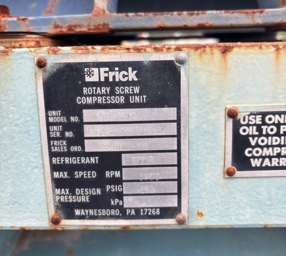Frick Ammonia Screw Compressor Package Model: RBD-134B in Houston, TX, USA