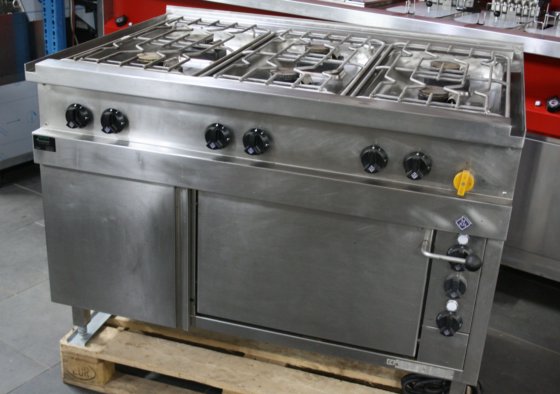 6-flame gas stove MKN Optima 850 with electric oven + warming cabinet ...