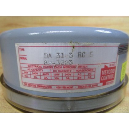 Mercoid Control DA 31-3 RG 5 Bourdon Tube Pressure Switch DA 31-3 RC 5 ...
