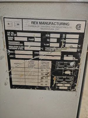 REX MANUFACTURING TRANSFORMER in Toronto, Ontario, Canada