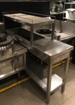 Stainless Steel Sauce Table with Backsplash and Bottom Shelf () in ...