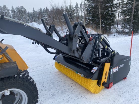 Sweeper with wheel loader collector and excavator in Valer, Norway