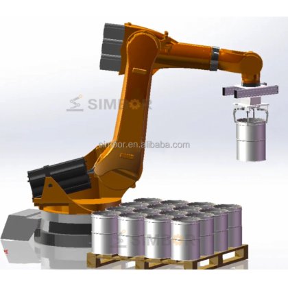 robot stack oil paint kettle pail pot fixture robot palletizer bucket ...