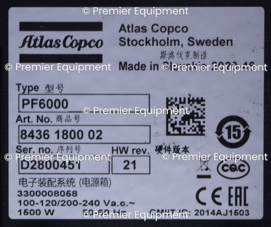 ATLAS COPCO PF6000 IF POWER FOCUS TYPE 6000 NUTRUNNER CONTROLLER NO ...
