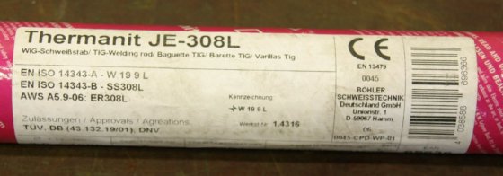 TIG welding rod 5 kg from Böhler - Thermanit JE-308L (2,0) 13571 in ...