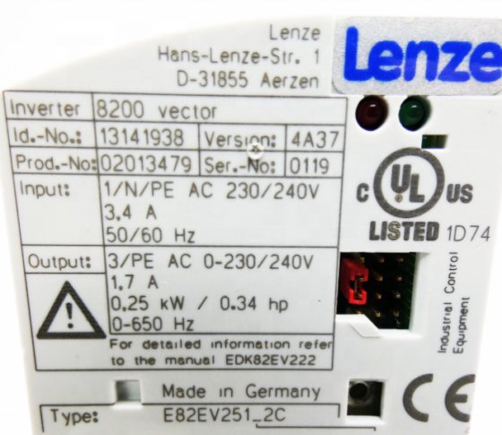 New Original LENZE AC Drive 0.25kW Single Phase 200/240v 8200 ...