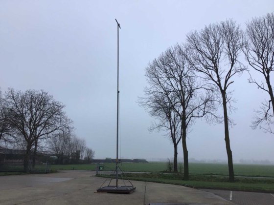 Telescopic light pole 12M on stelcon plate (2x) in Culemborg, Netherlands