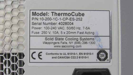 ThermoCube Solid State Chiller/Cooling System; PN 10-200-1C-1-CP-ES-252 ...