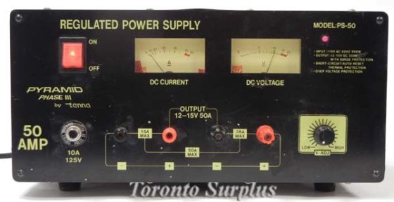 a 15V, 50A Tenna Pyramid Phase III Regulated Power Supply Model PS-50 ...