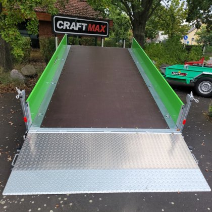VARIOSTAR 3500 lowerable flatbed & side tipper 4.26×2.04×0.35m ramp and ...