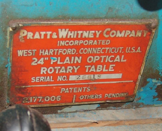 Pratt & Whitney 24" plain optical rotary table , ¼ hp , 220/440 in ...