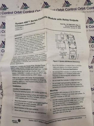 Johnson Controls System 450 C450CBN-1C Pressure Control Module in Ajman ...