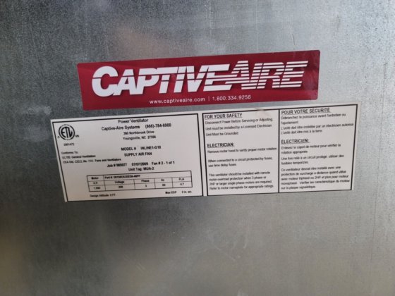 Captiveaire Inline1-G10 Filtered Make-up air Unit w/ Fan with Insulated ...