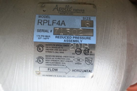 Apollo Rplf4a Of6 Rplf4a 0f6 Backflow Preventer Assembly 175psi 6in In