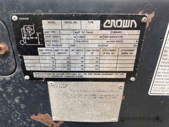 Crown Container Mast Low Hours in Kings Park, Australia