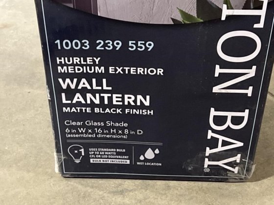 Hampton Bay Hurley Exterior Wall Lantern in Puslinch, Ontario, Canada