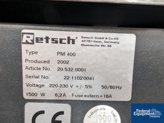 Retsch Ball Mill, Model PM400 in Cleveland, OH, USA