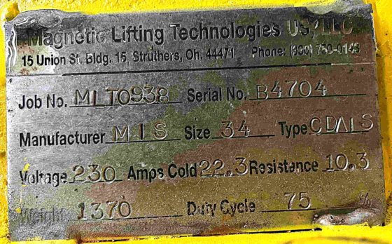 34" MAGNETECH ROUND SCRAP MAGNET in Pittsburgh, PA, USA