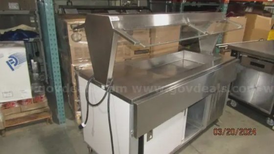 Cold well serving line on wheels in West Des Moines, IA, USA