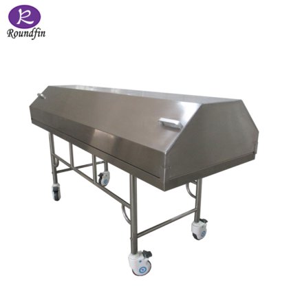 ROUNDFIN Stainless steel cadaver mortuary coffin transport cart trolley ...