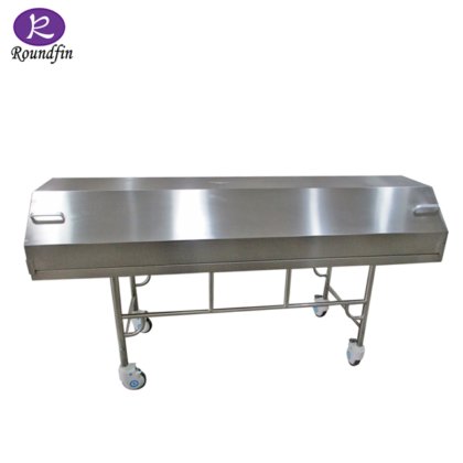 ROUNDFIN Stainless steel cadaver mortuary coffin transport cart trolley ...