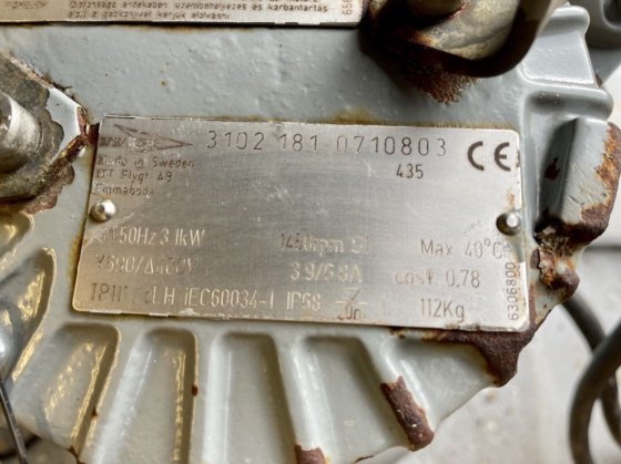 Flygt CP 3102.181 435 MT 3.1kw 400v submersible waste water pump DN100 ...