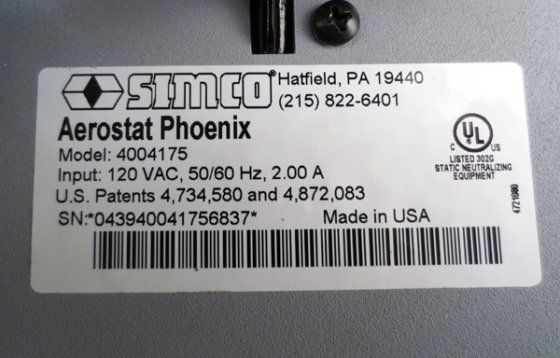 Simco Aerostat Phoenix 4004175 Ionizing Blower in Millis, MA, USA